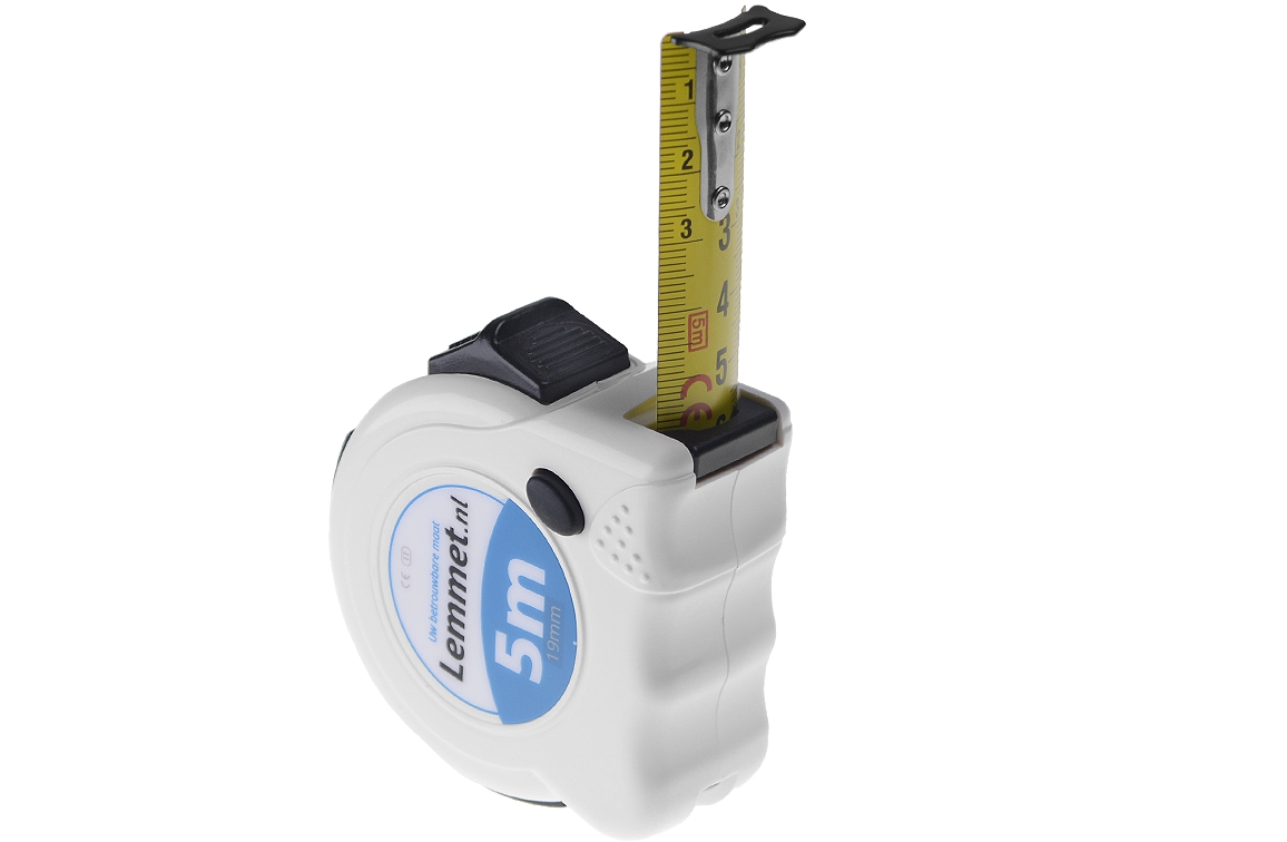 Lemmet 5 meter rolmaat wit - Rolmaatpunt.nl